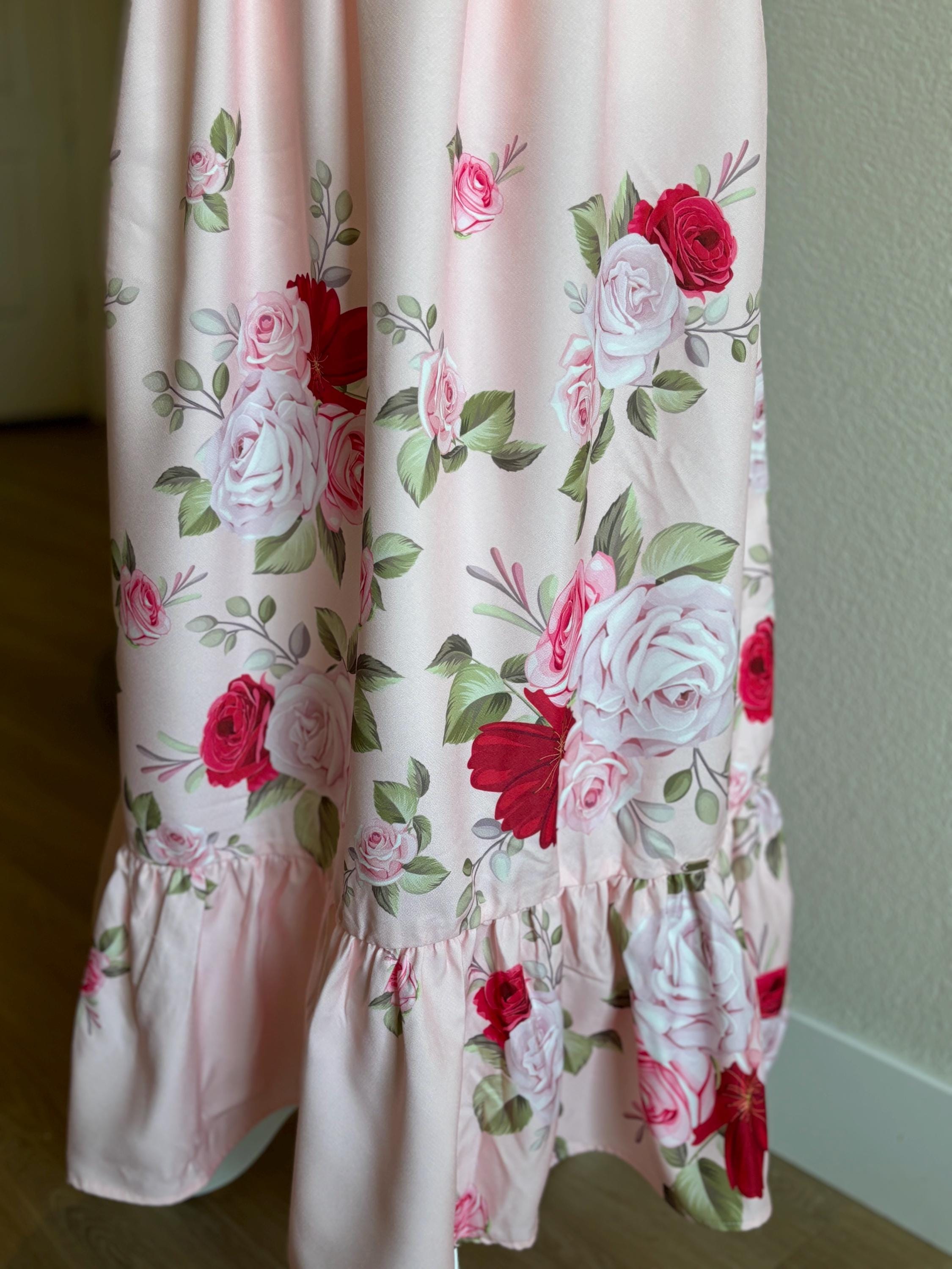 Beautiful Roses Pink Dress With Embroidery Heart - Etsy