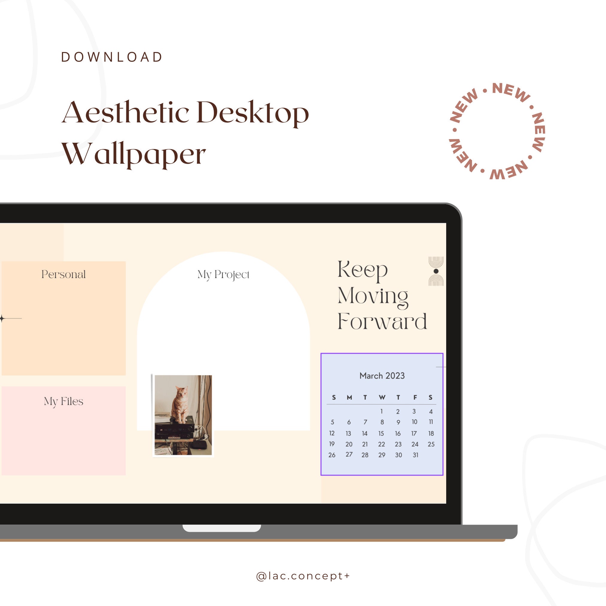 Desktop Organizer Wallpaper Calendar 2023 93 Pastel Color - Etsy UK