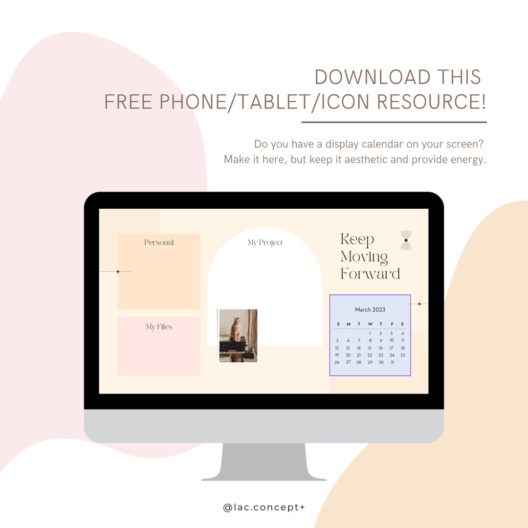 Desktop Organizer Wallpaper Calendar 2023 93 Pastel Color - Etsy UK