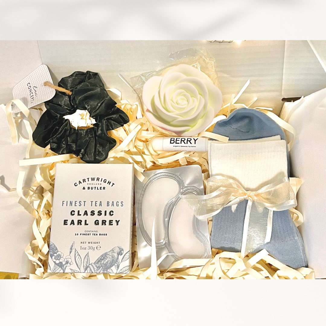 Cozy Tea Gift, Baby Blue Hygge Gift Box, Self Care, Gift Set for ...