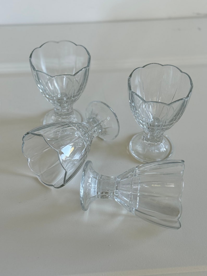 Scalloped Vintage Drinking Glassware Set of 4 Glasses Sherbert, Ice ...