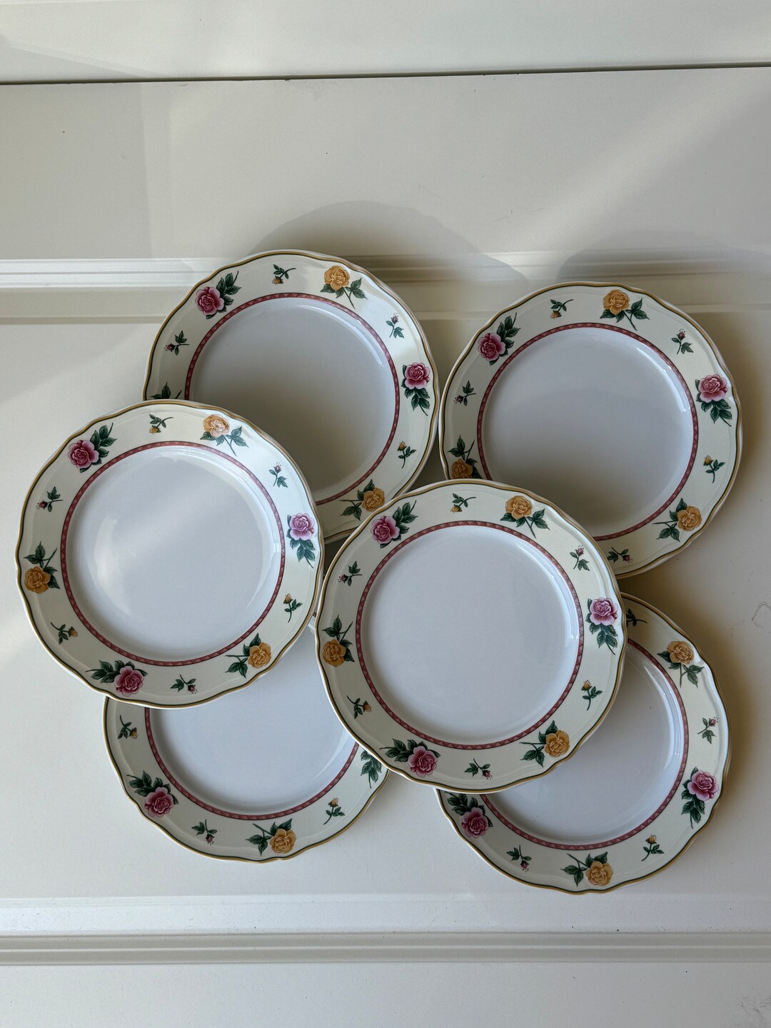 Set of 6 Vintage Floral Plates | German Porcelain Dessert-salad Plates ...