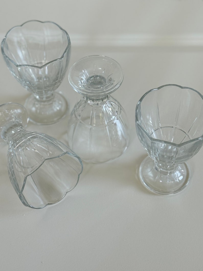 Scalloped Vintage Drinking Glassware Set of 4 Glasses Sherbert, Ice ...