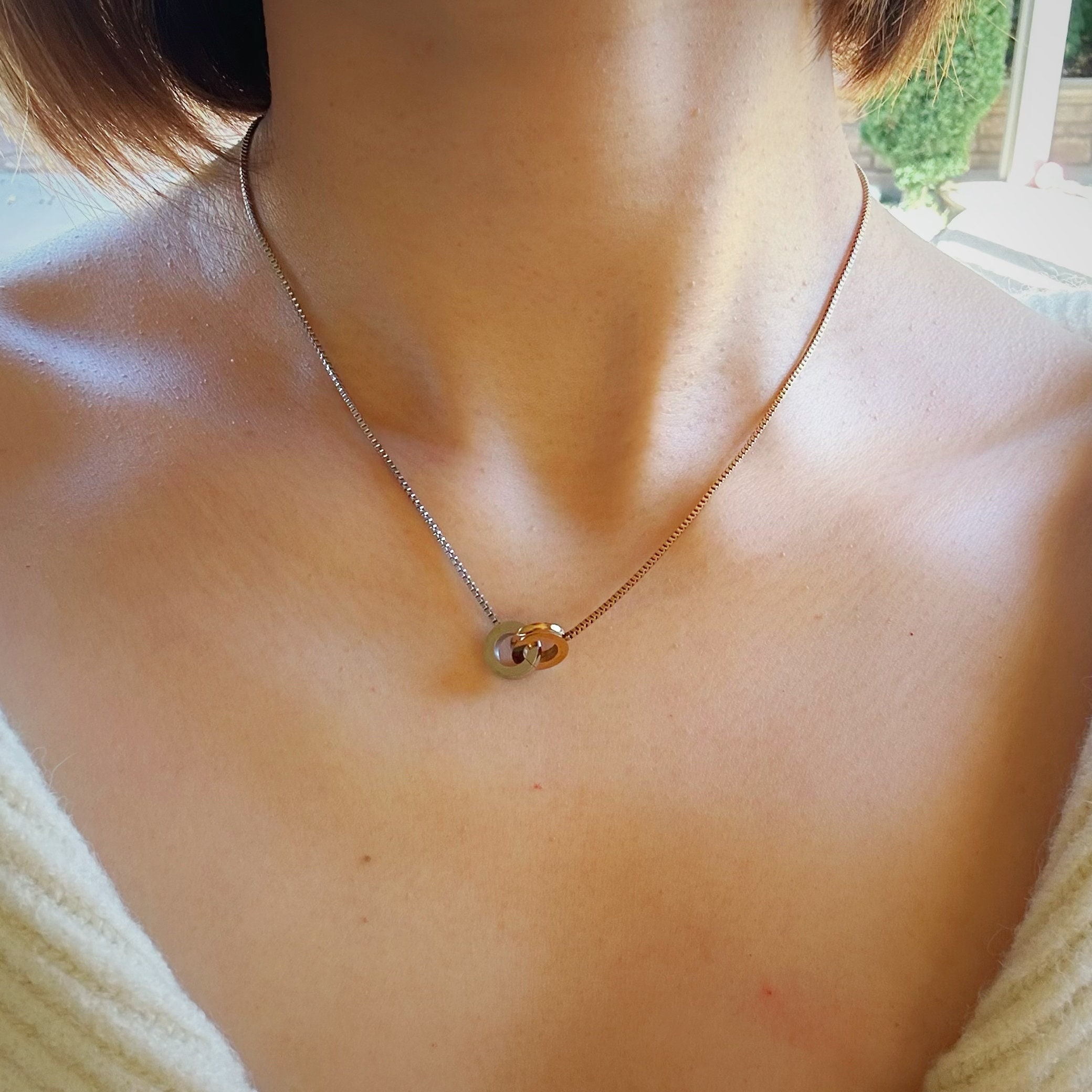 Eternity Circle Necklace Silver & Gold Necklace - Etsy