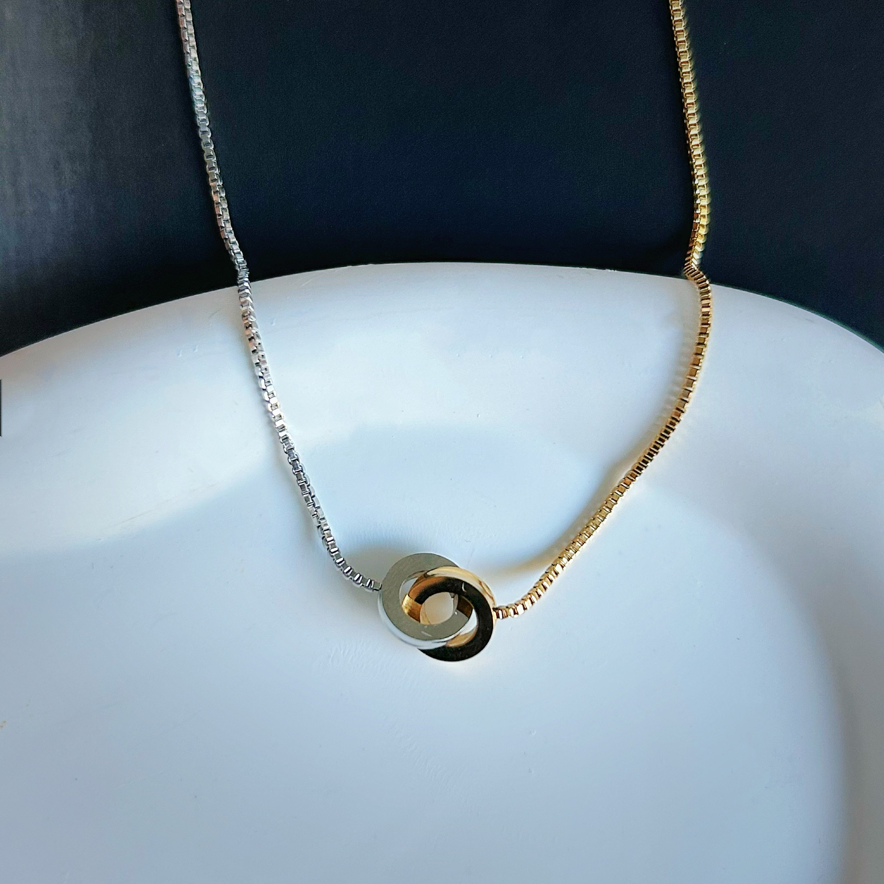 Eternity Circle Necklace Silver & Gold Necklace - Etsy