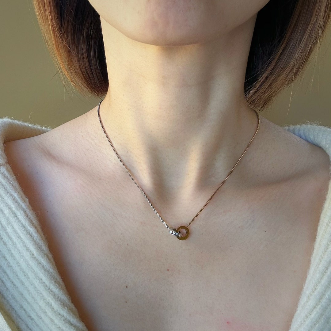 Eternity Circle Necklace Silver & Gold Necklace - Etsy