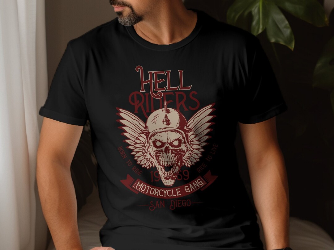 Vintage Hell Riders Motorcycle Gang T-shirt, San Diego Biker Tee, 1969 ...