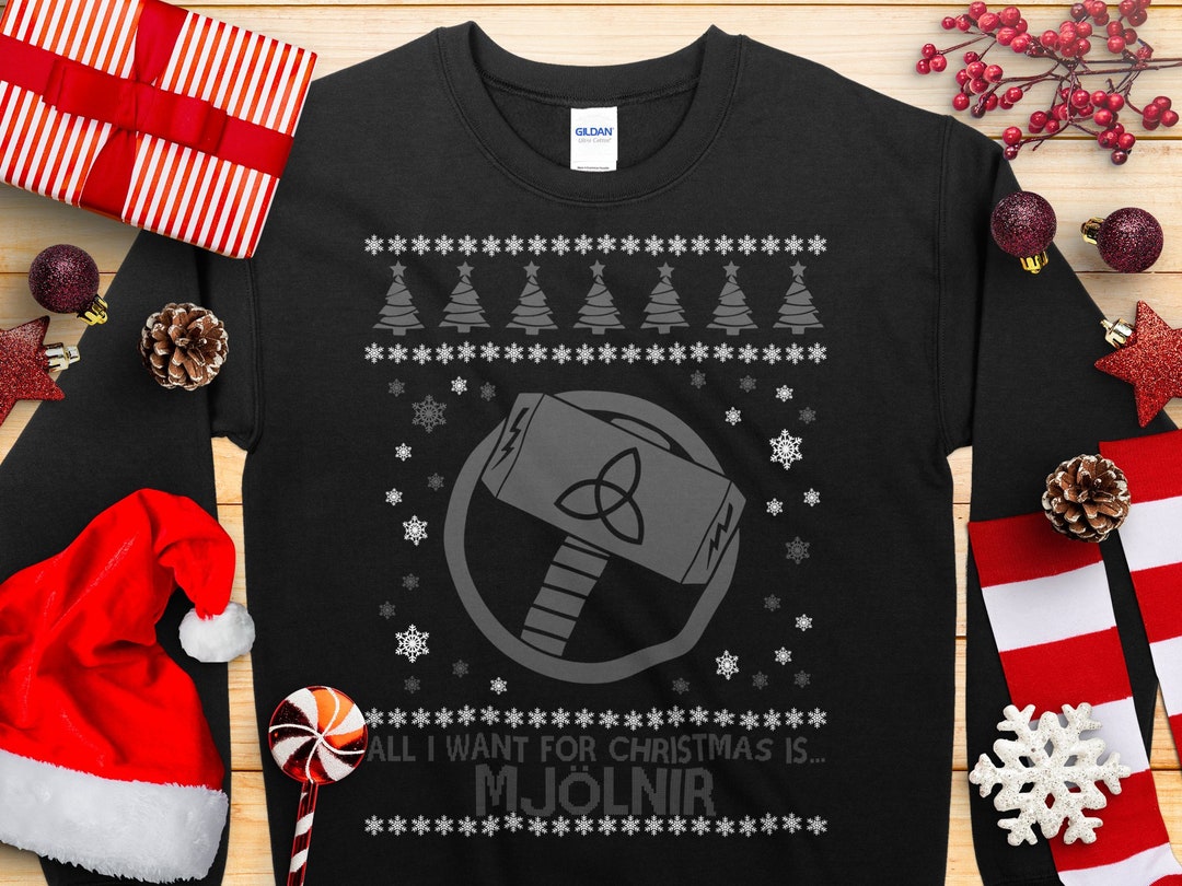Thor's Hammer Christmas Jumper Sweater Men's & Women's Novelty Funny ...