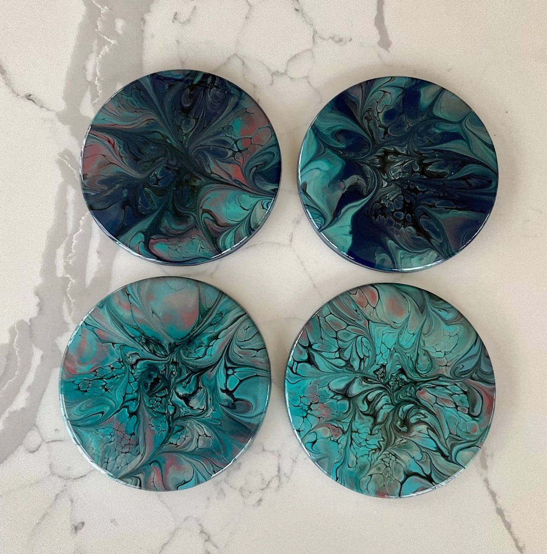 Coastal Blue Hand Painted Ceramic Coasters - Etsy