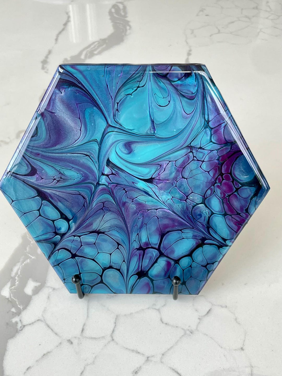 Ceramic Abstract Acrylic Pour Trivet - Etsy