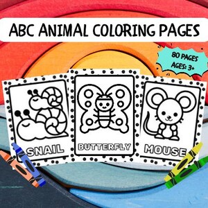 ABC Animals Coloring Book Printable Pages - Etsy