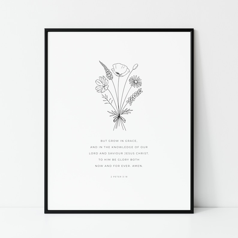 2 Peter 3:18 but Grow in Grace Modern Bible Verse Printable Minimalist ...