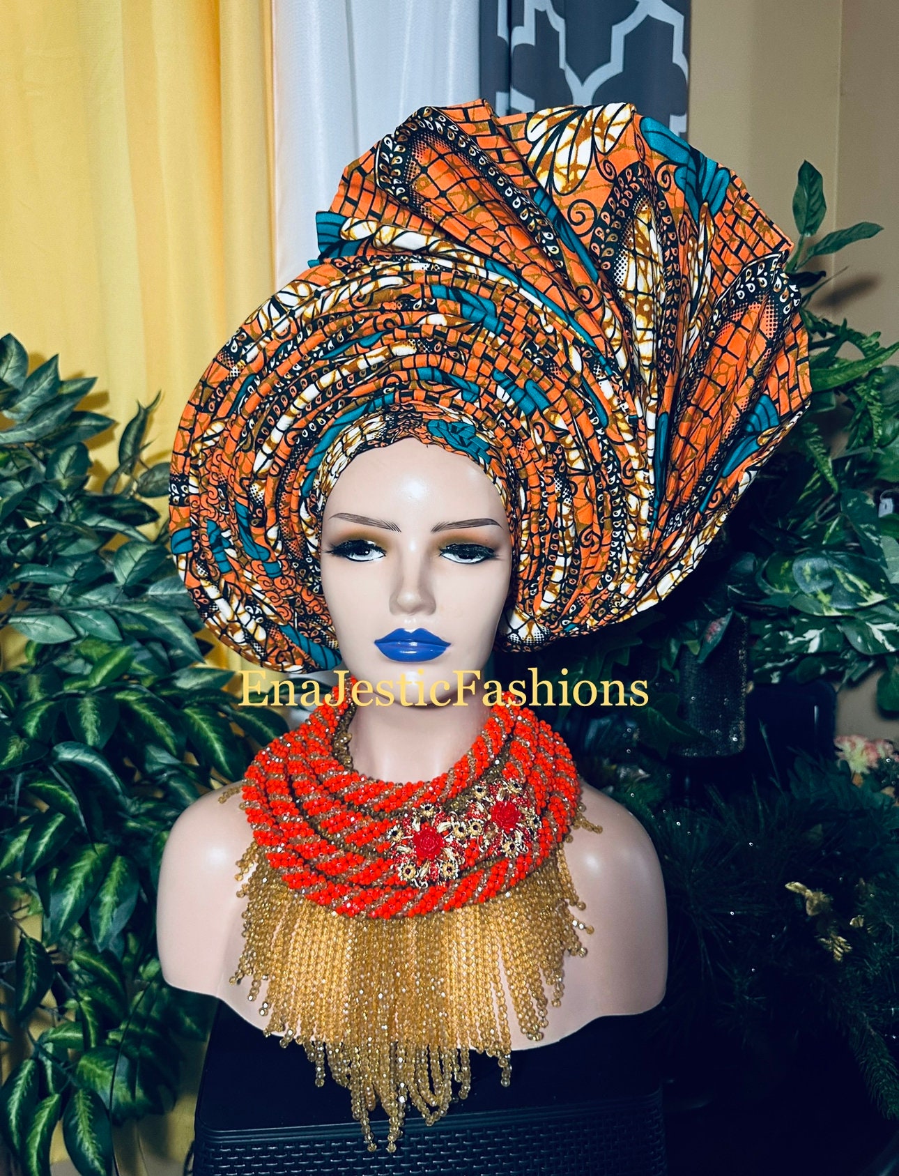 Extra Large Fan Ankara Pre-styled Gele Nigerian Auto Gele Headband ...