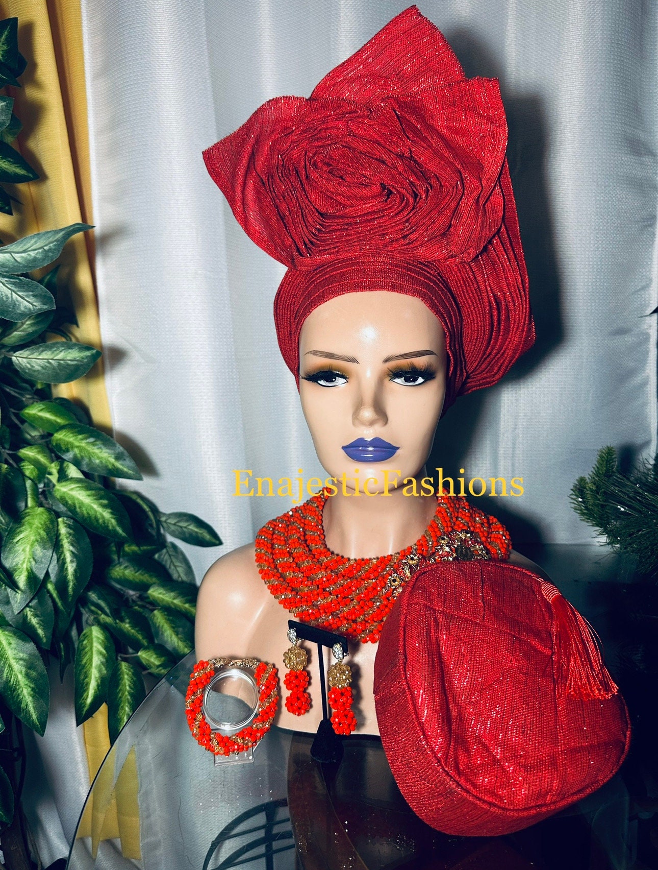 Aso Oke Pre-tied Gele | African Auto Gele Headtie | Comfortable Ready ...