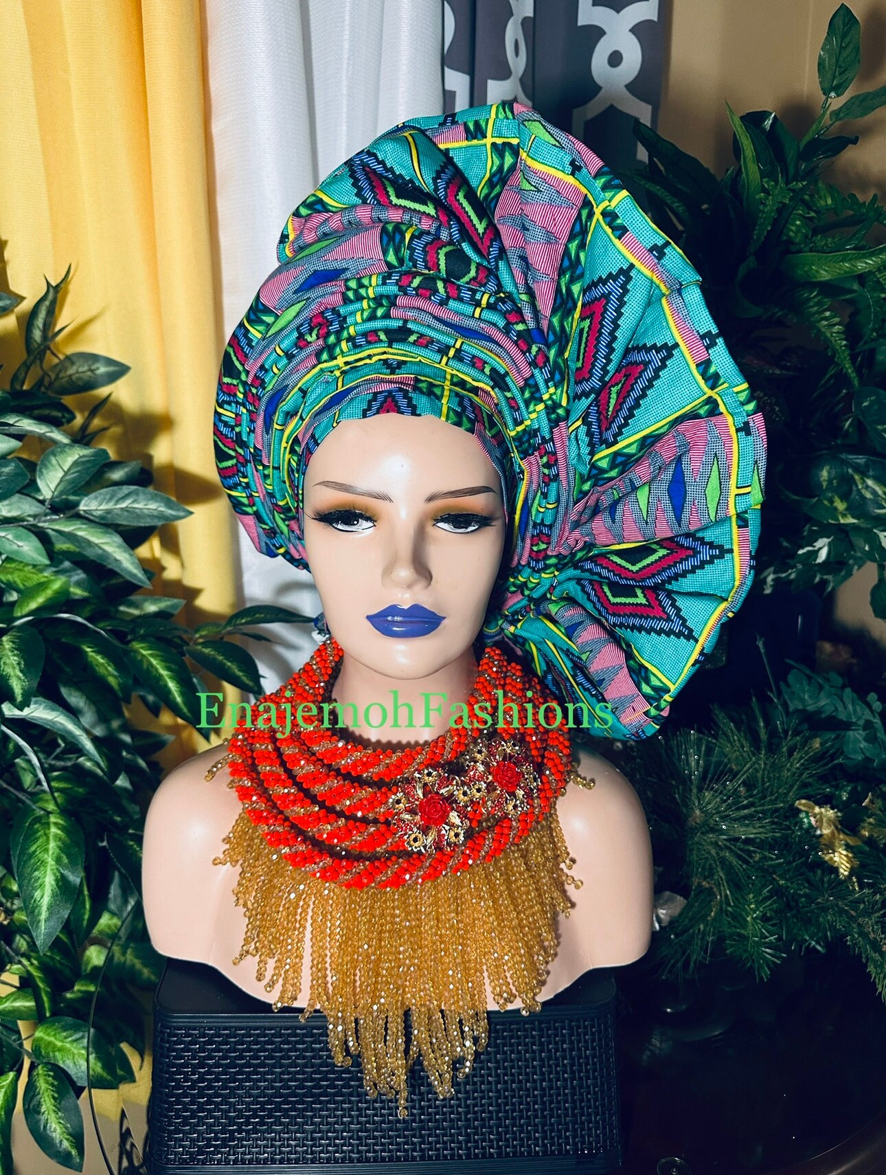 Extra Large Fan Ankara Pre-styled Gele Nigerian Auto Gele Headband ...