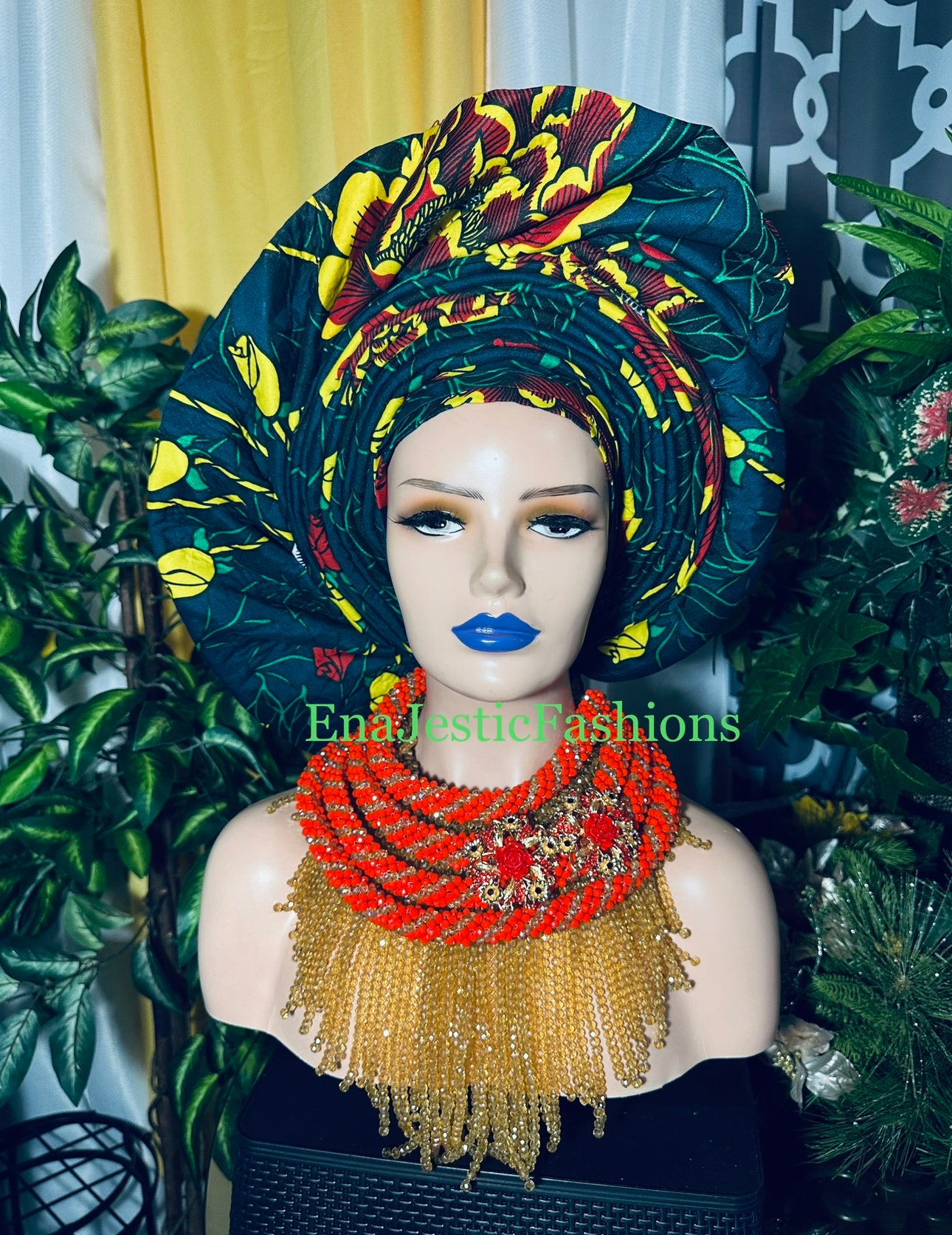 Extra Large Fan Ankara Pre-styled Gele | Nigerian Auto Gele Headband ...