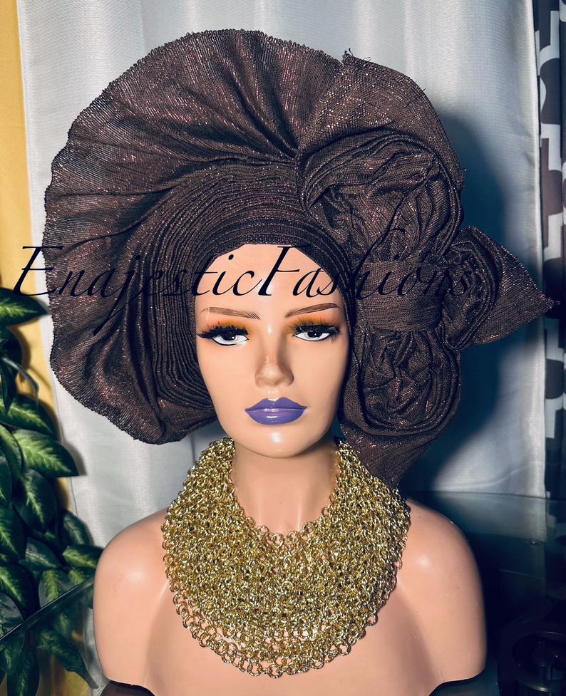 Aso Oke Pre-tied Gele/ African Auto Gele Headtie | Ready-made Gele ...