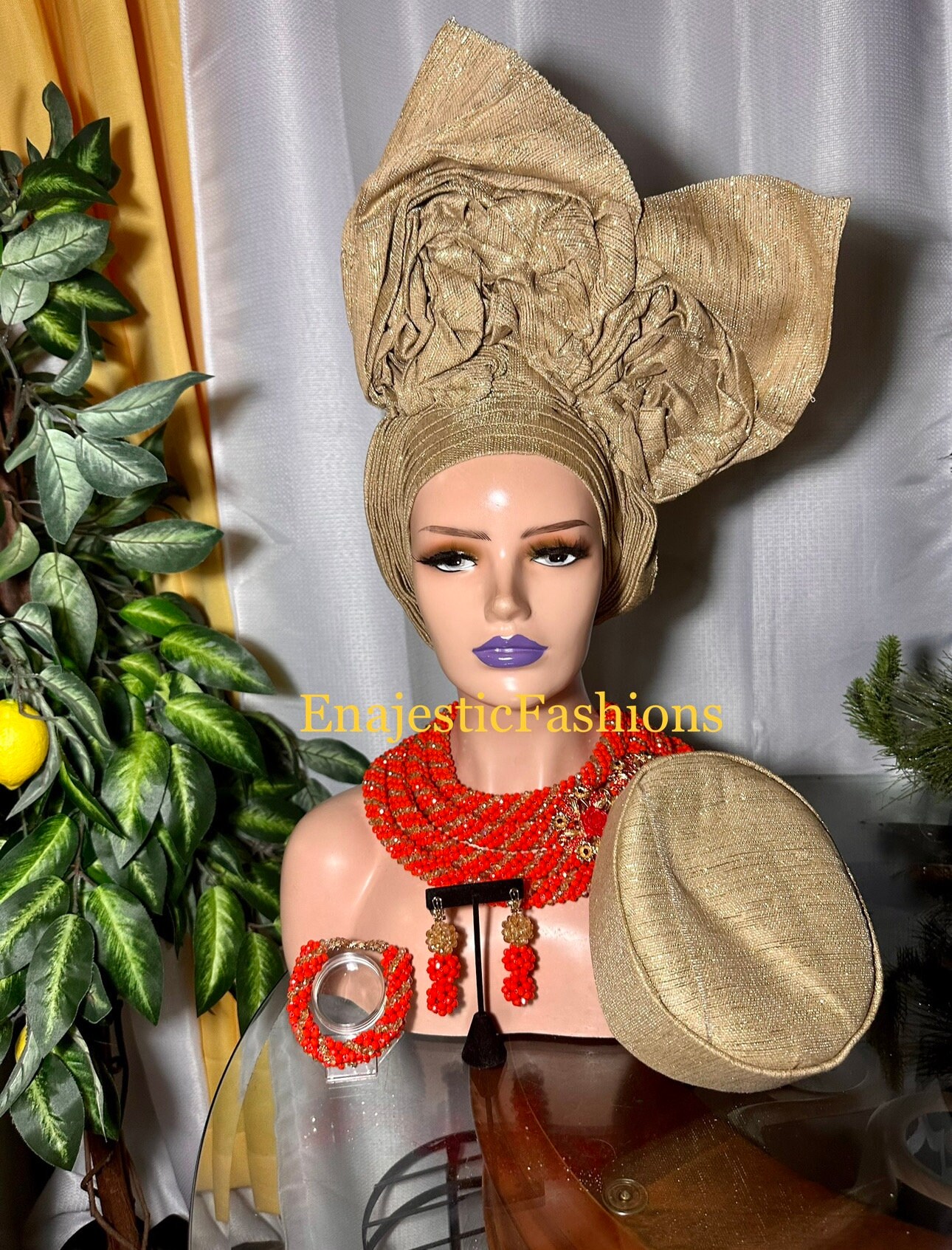 Aso Oke Pre-tied Gele | African Auto Gele Headtie | Comfortable Ready ...