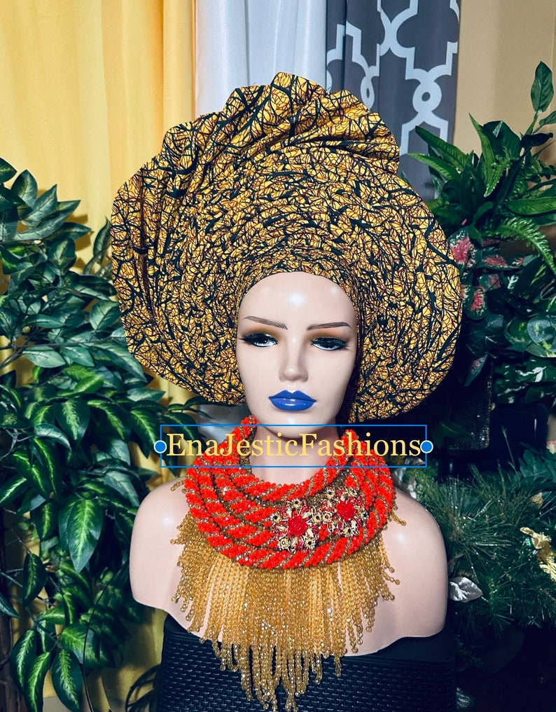 Extra Large Fan Ankara Pre-styled Gele Nigerian Auto Gele - Etsy