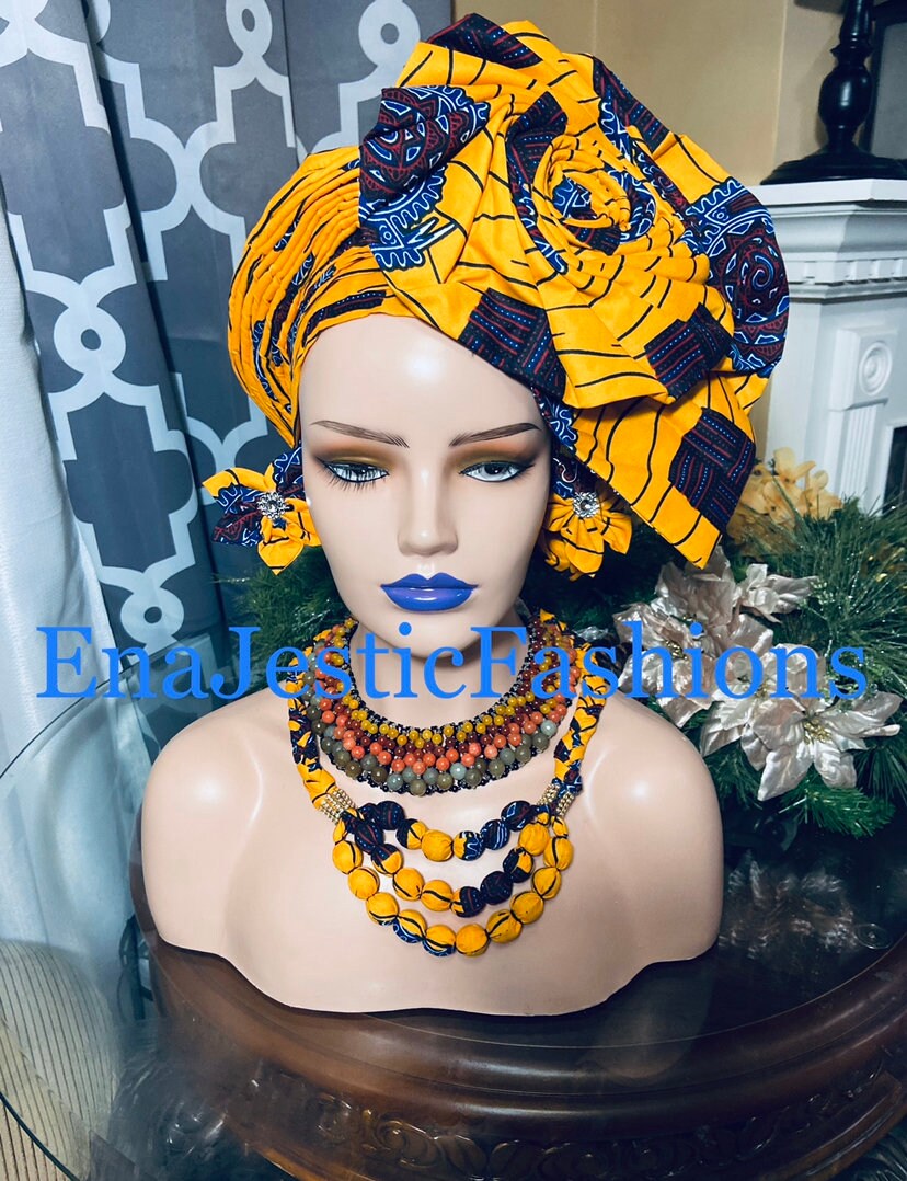 Wakanda. Ankara Ready-to-wear Auto Gele With Adjustable Tie at the Back ...