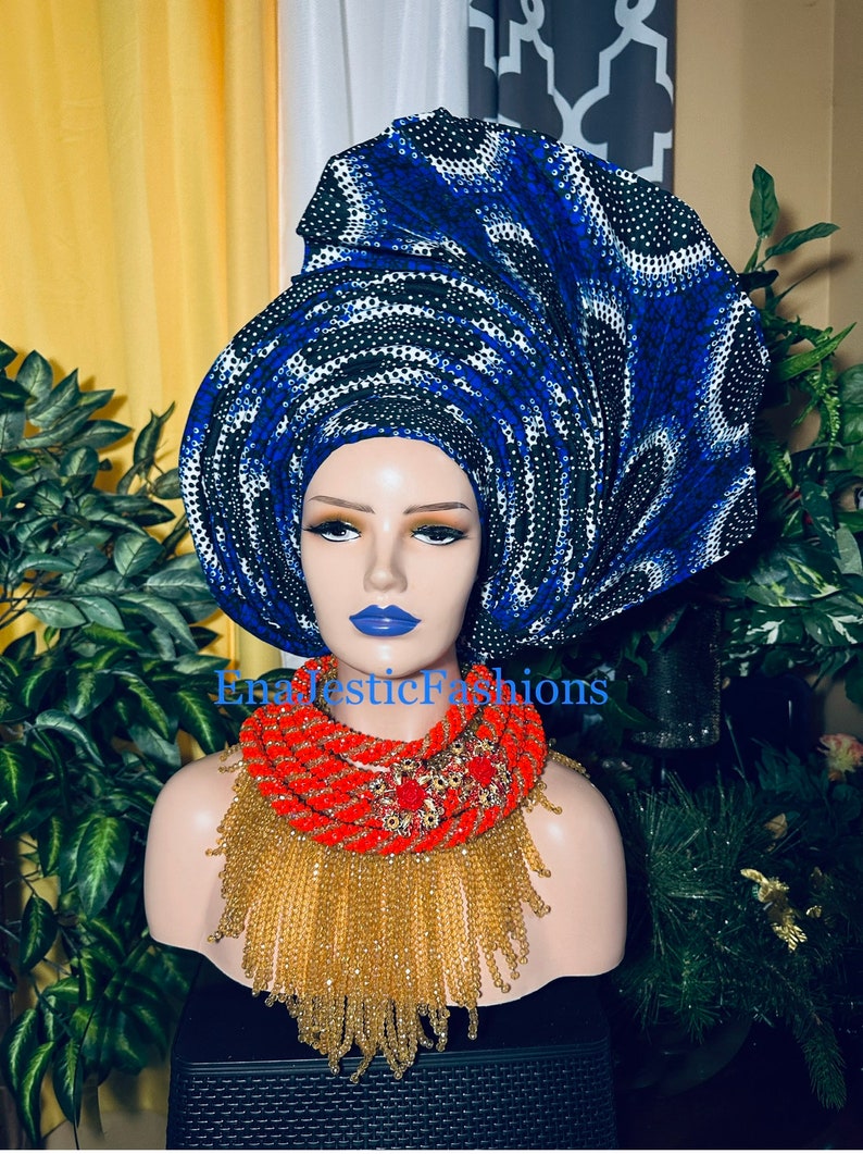 Extra Large Fan Ankara Pre-styled Gele | Nigerian Auto Gele Headband ...
