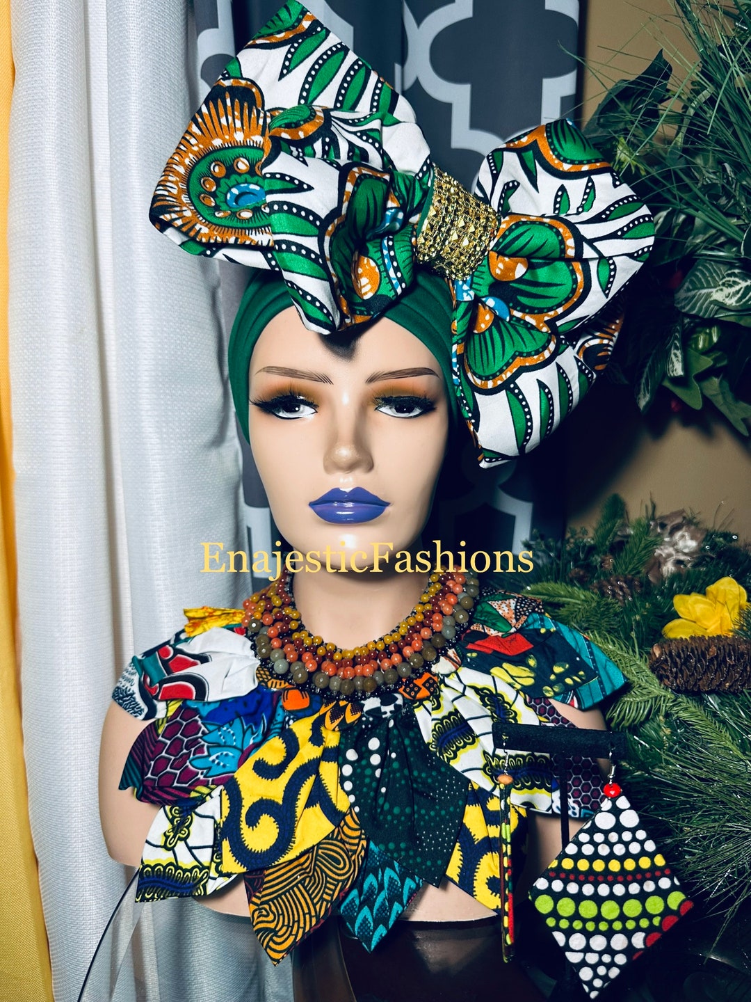 Turban With Ankara Bow | Pre-made Ankara Turban Headband | Lightweight ...