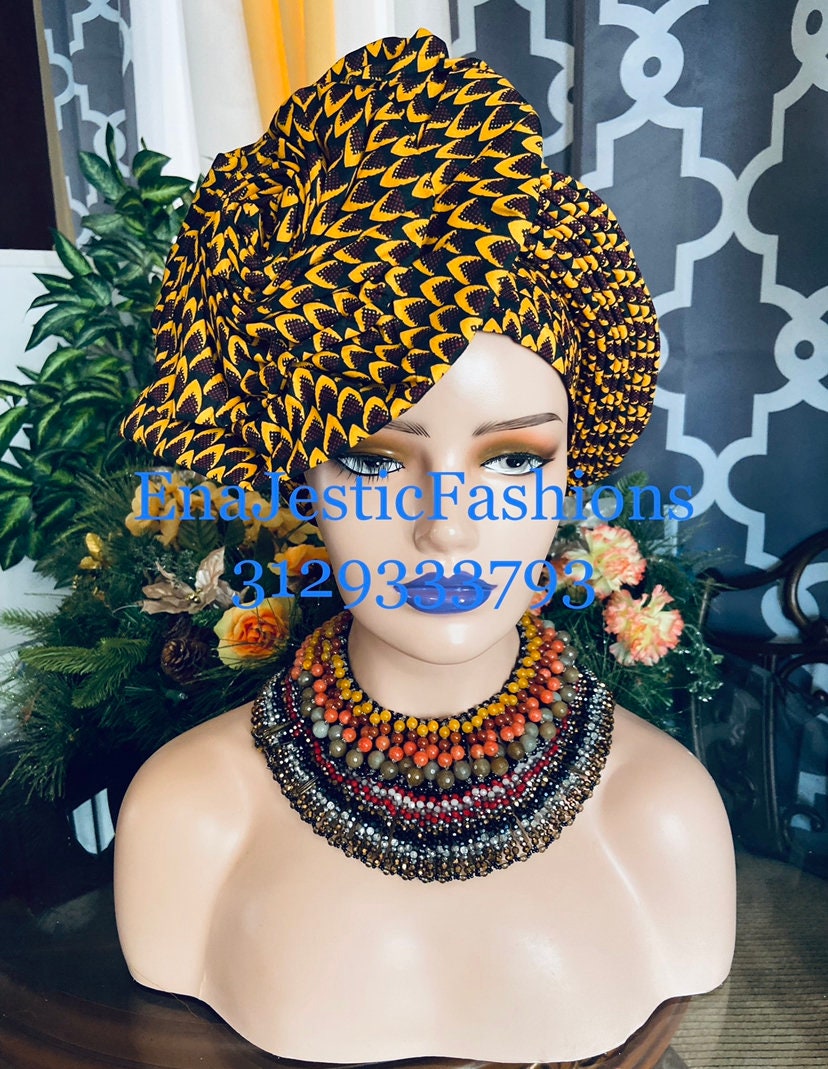 Wakanda. Ankara Ready-to-wear Auto Gele With Adjustable Tie at the Back ...