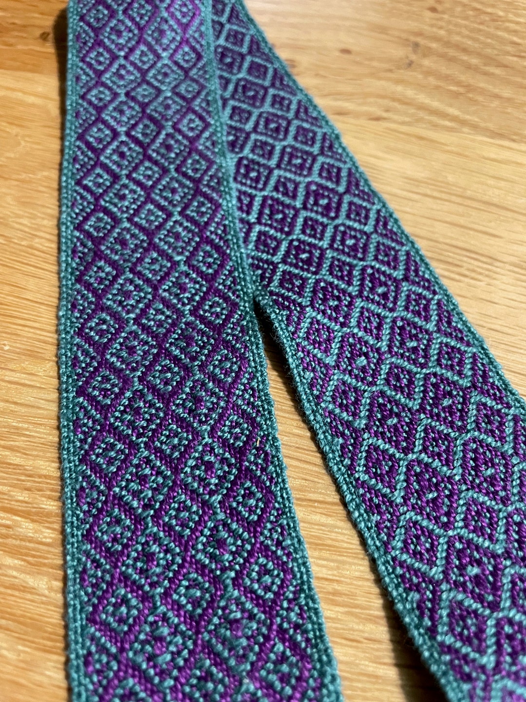Diamond Twill Trim by the Yard - Purple & Teal - Narrow Tape 1.4" - 100 ...