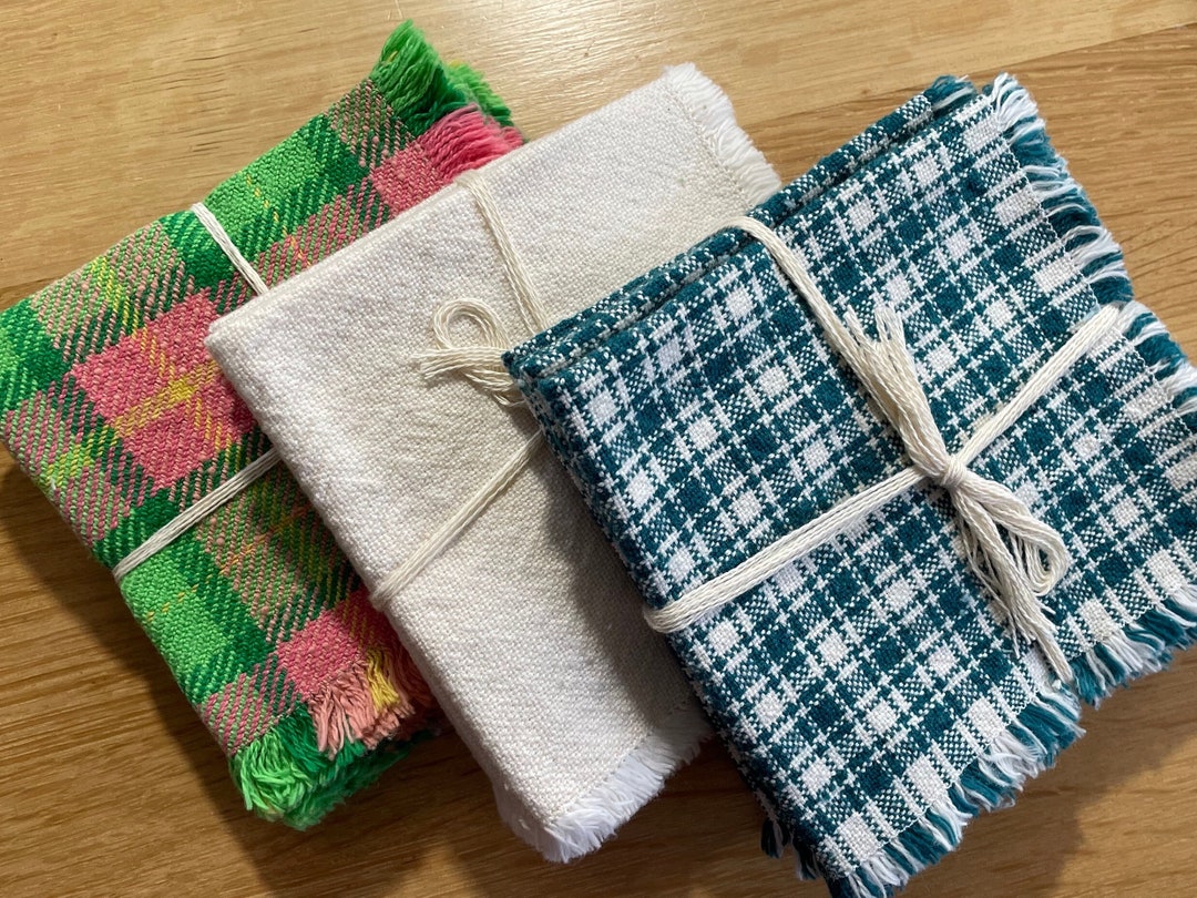Eco-friendly Handwoven Cloth Cocktail Napkins, 100% Cotton, Set of 4 ...