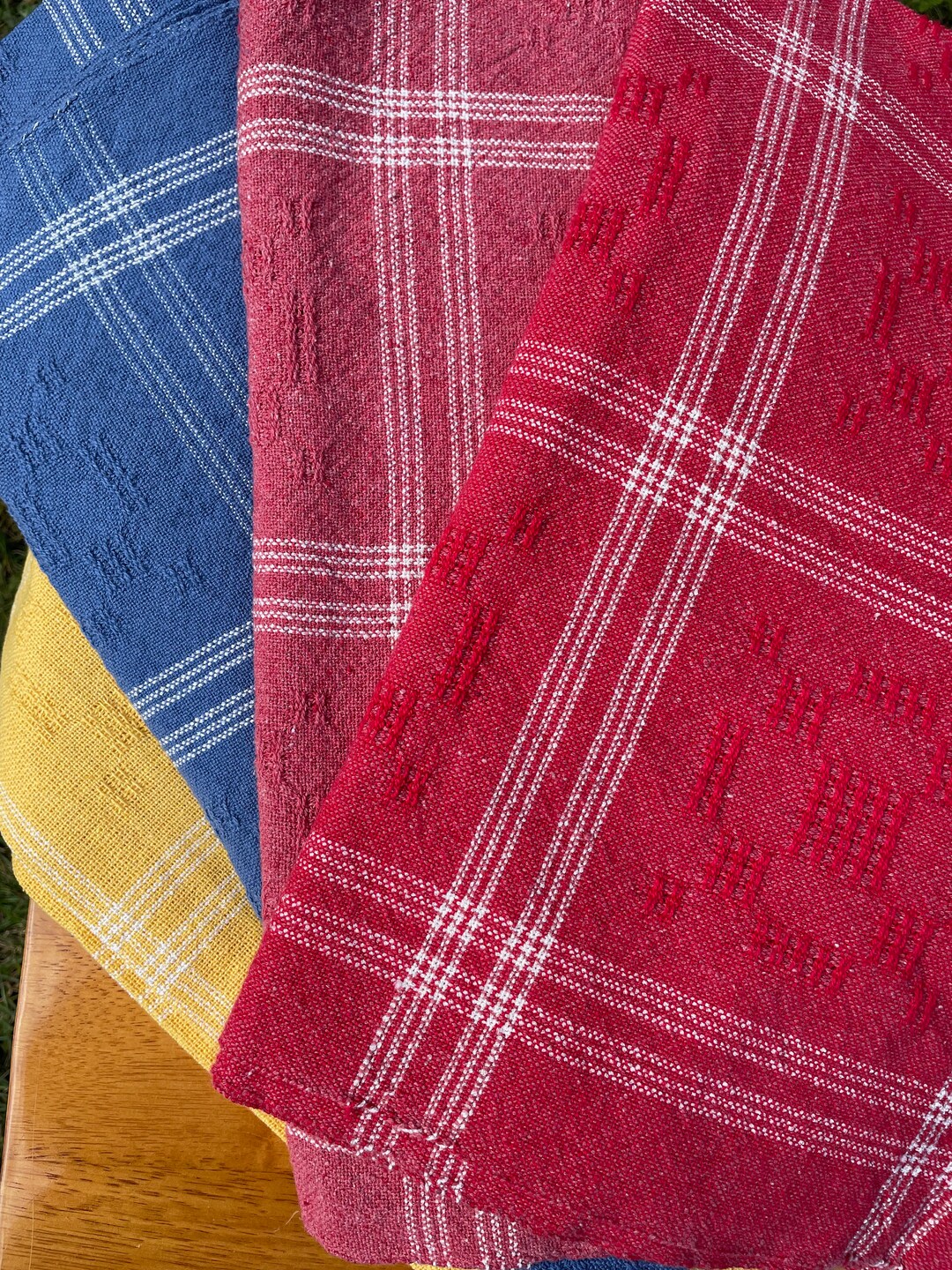 Heather Check Large Cloth - Table Square - 100% Cotton - Handwoven in ...