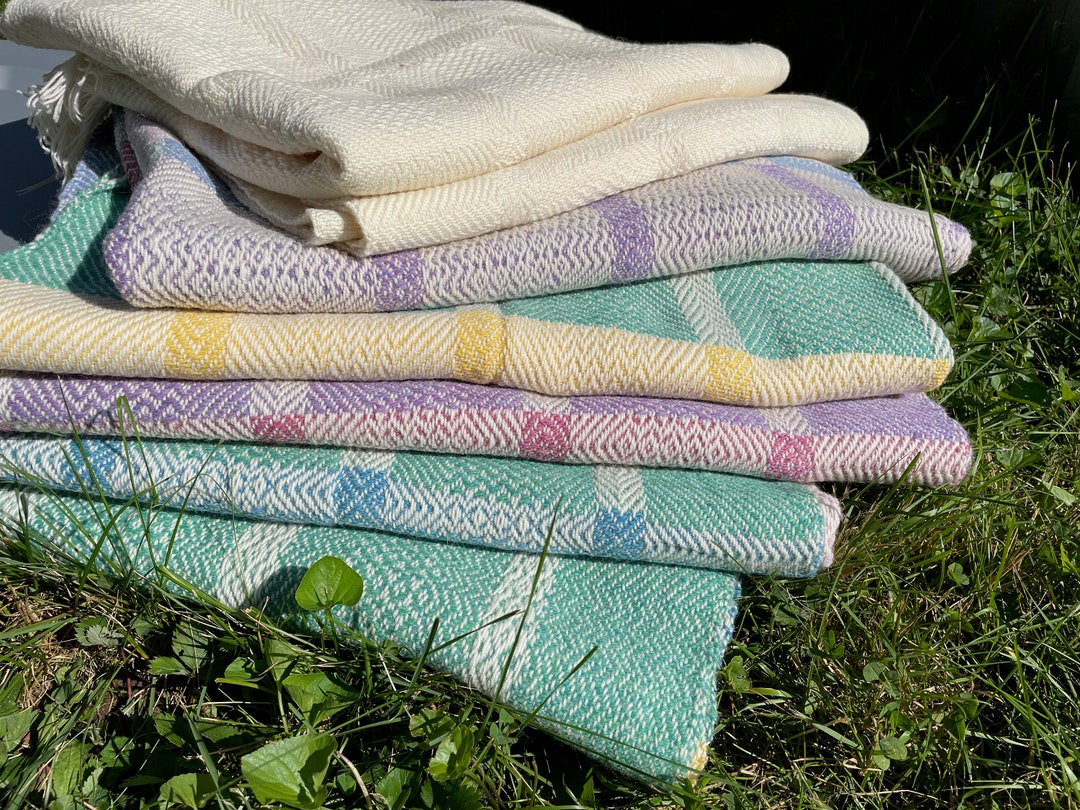 Cozy Mainer Blanket - Natural Warp Blankets With Color Blocks - Wool ...