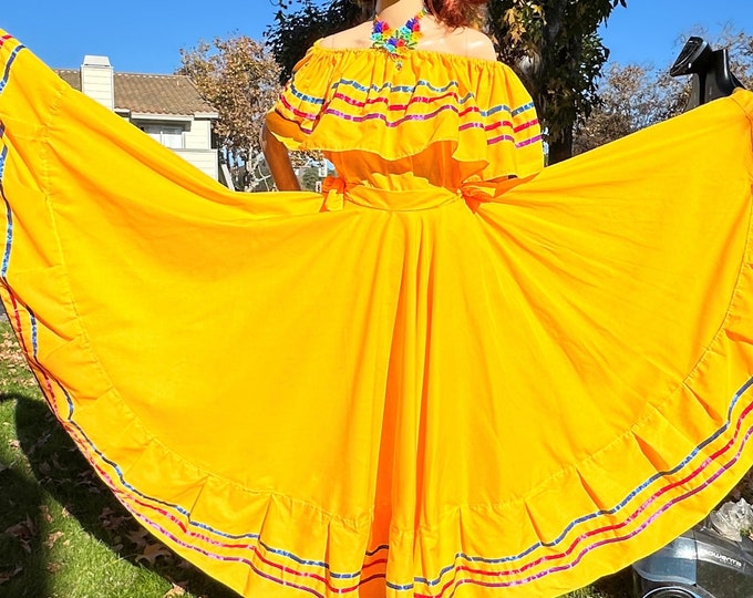 Women's Dance Dress Swing Two Piece Dress Full Super Wide Skirt for Dance Ribbons Falda Doble ...