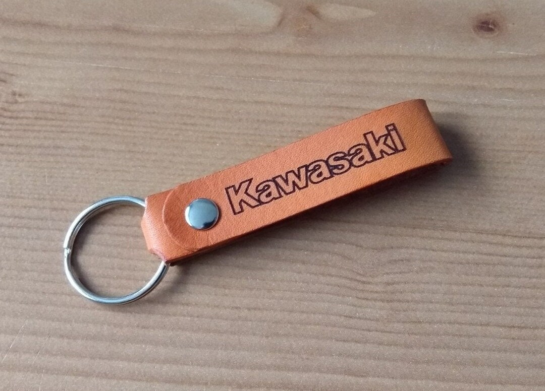 Kawasaki Motor Cycle Bike Hand Made Laser Engraved 2.5mm Thick Leather ...