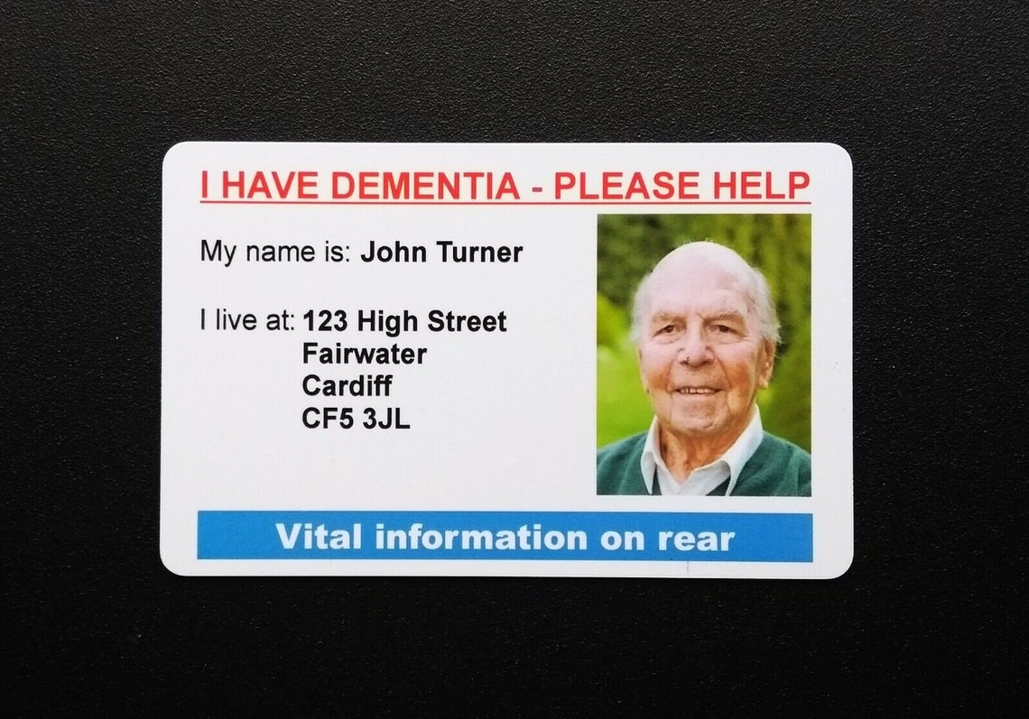 Dementia Missing Lost Person ID Card ICE Medical Emergency - Etsy UK