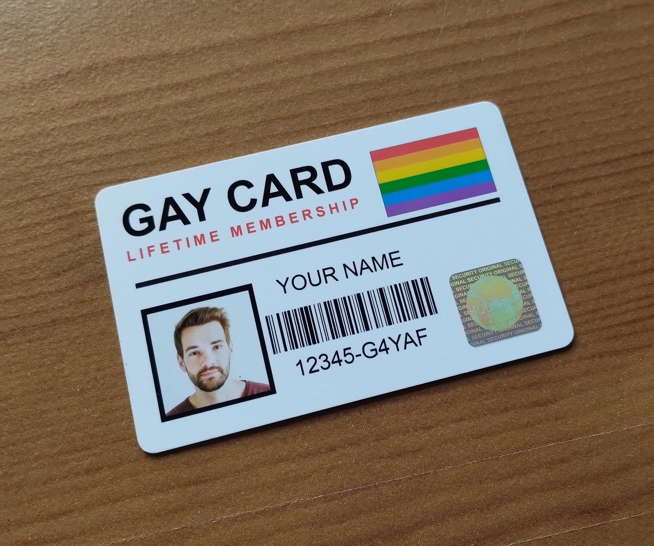 Personalised Novelty Gay ID Card Lifetime Membership Holographic ...
