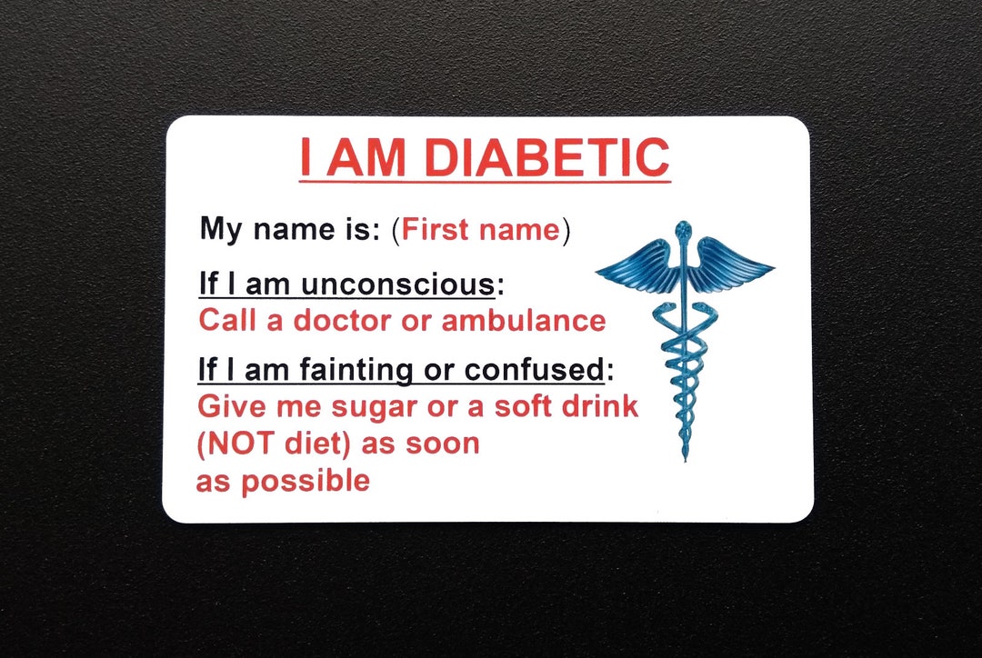 Diabetic Diabetes Insulin Alert ICE ID Card Medical Emergency - Etsy