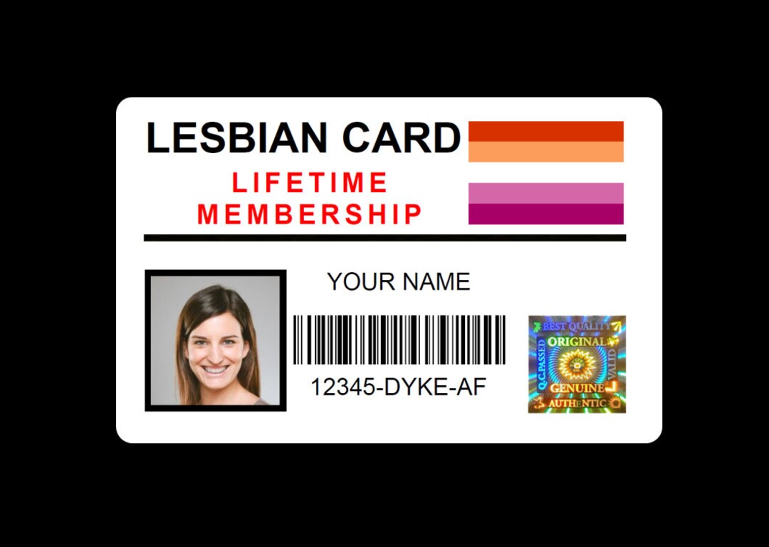 Personalised Novelty Lesbian ID Card Lifetime Membership Holographic ...