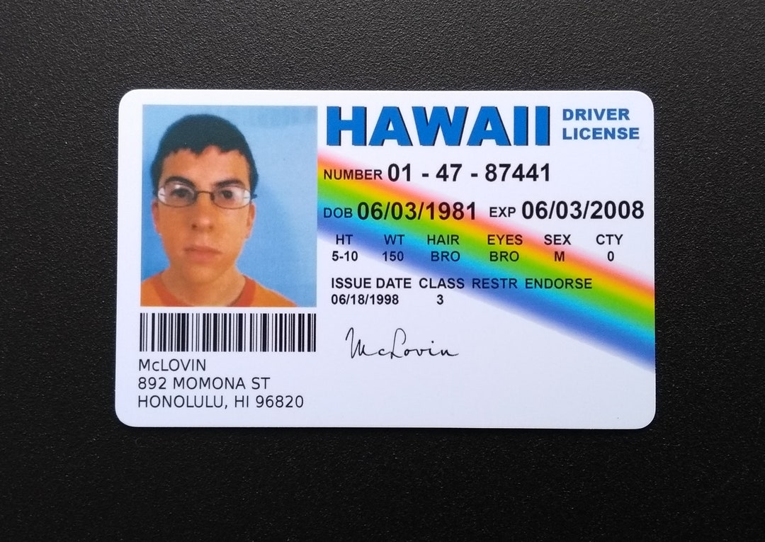 Mclovin Superbad Driving License Personalised Novelty Fake Replica ID ...