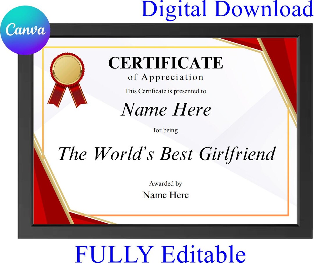 World's Best Girlfriend Certificate Confirmation Award Novelty ...