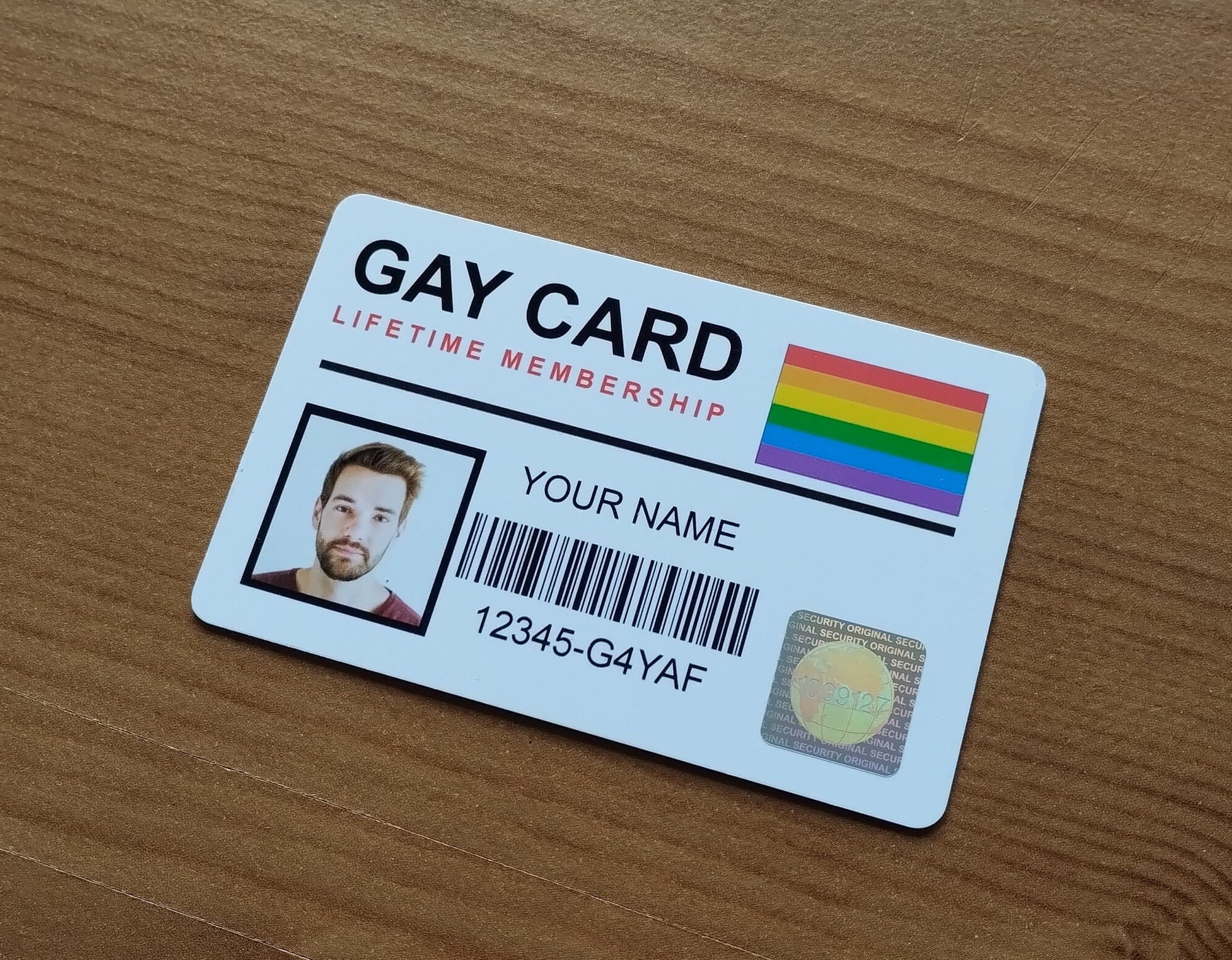 Personalised Novelty Gay ID Card Lifetime Membership Holographic ...