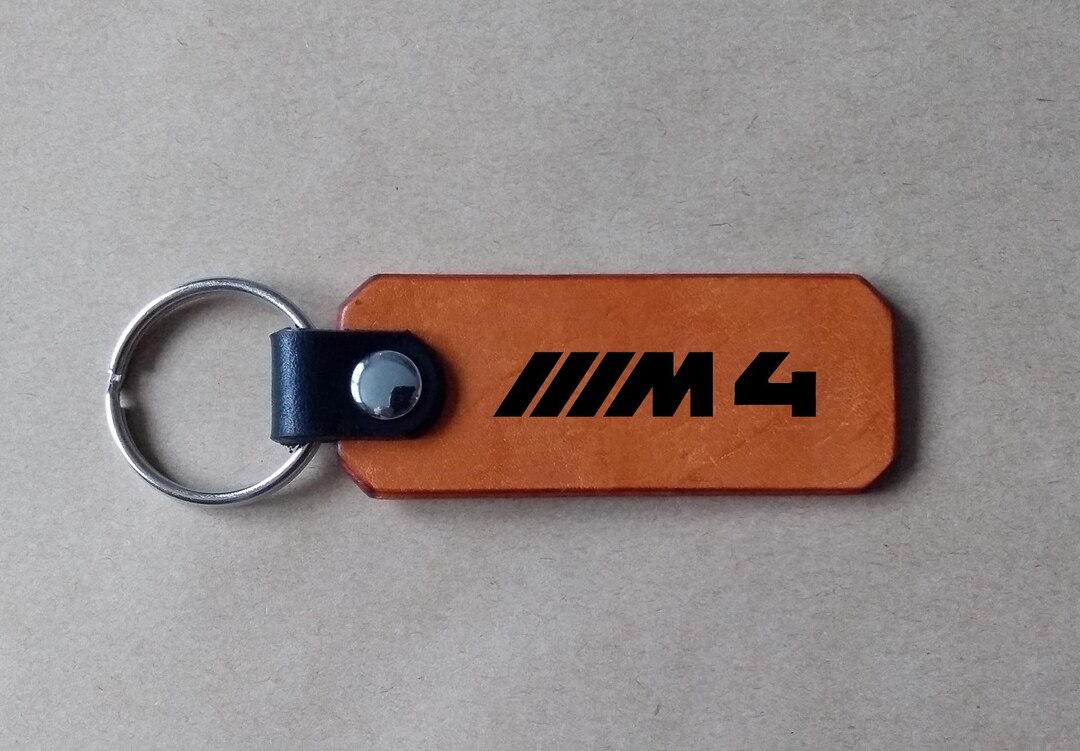 BMW M4 Logo Hand Made Laser Engraved Leather Car Key Fob Keyring 3mm ...