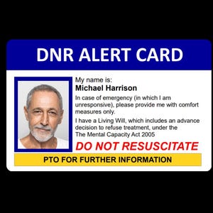 Do Not Resuscitate Card DNR Advanced Directive Will ID Card Photo ...