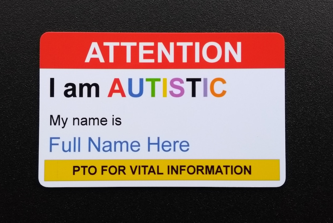 Autism Awareness Hidden Disability Personalised Emergency ICE ID Card ...