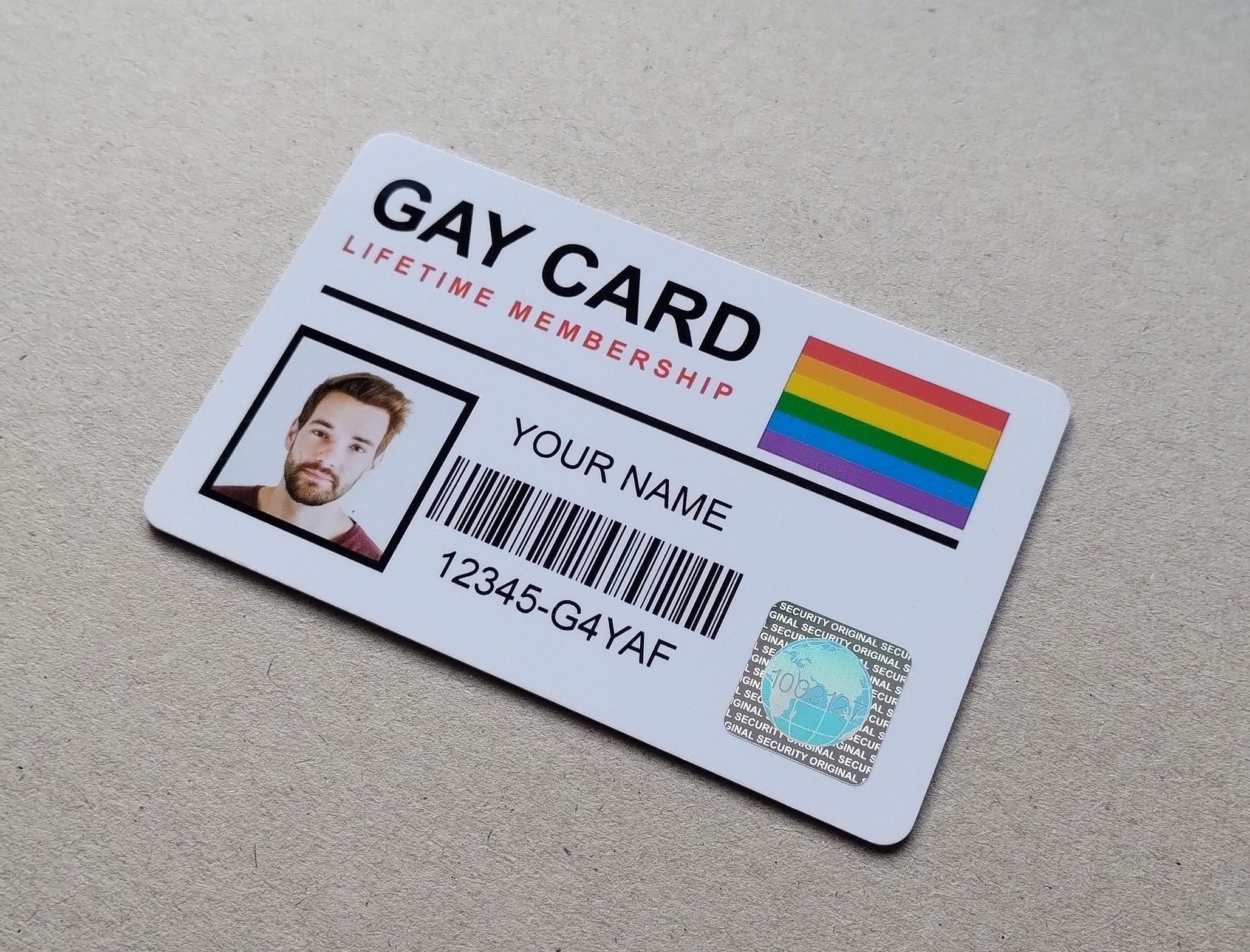Personalised Novelty Gay ID Card Lifetime Membership Holographic ...