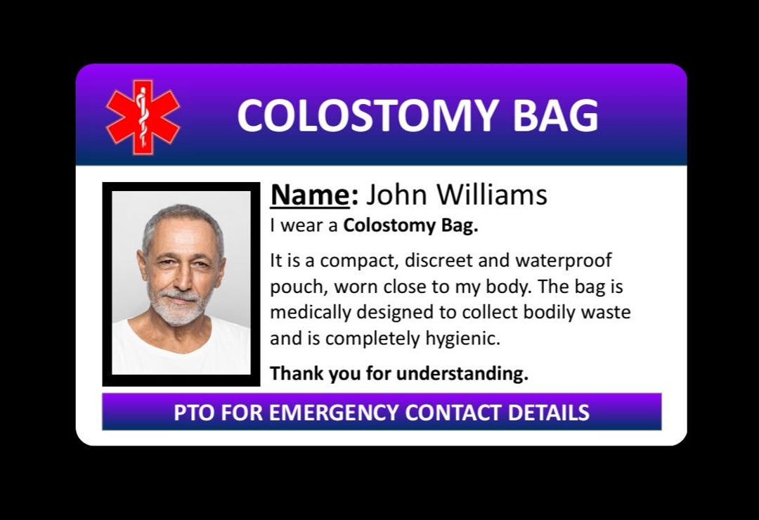 Colostomy Bag Stoma Awareness Information Alert Medical Photo Card ...
