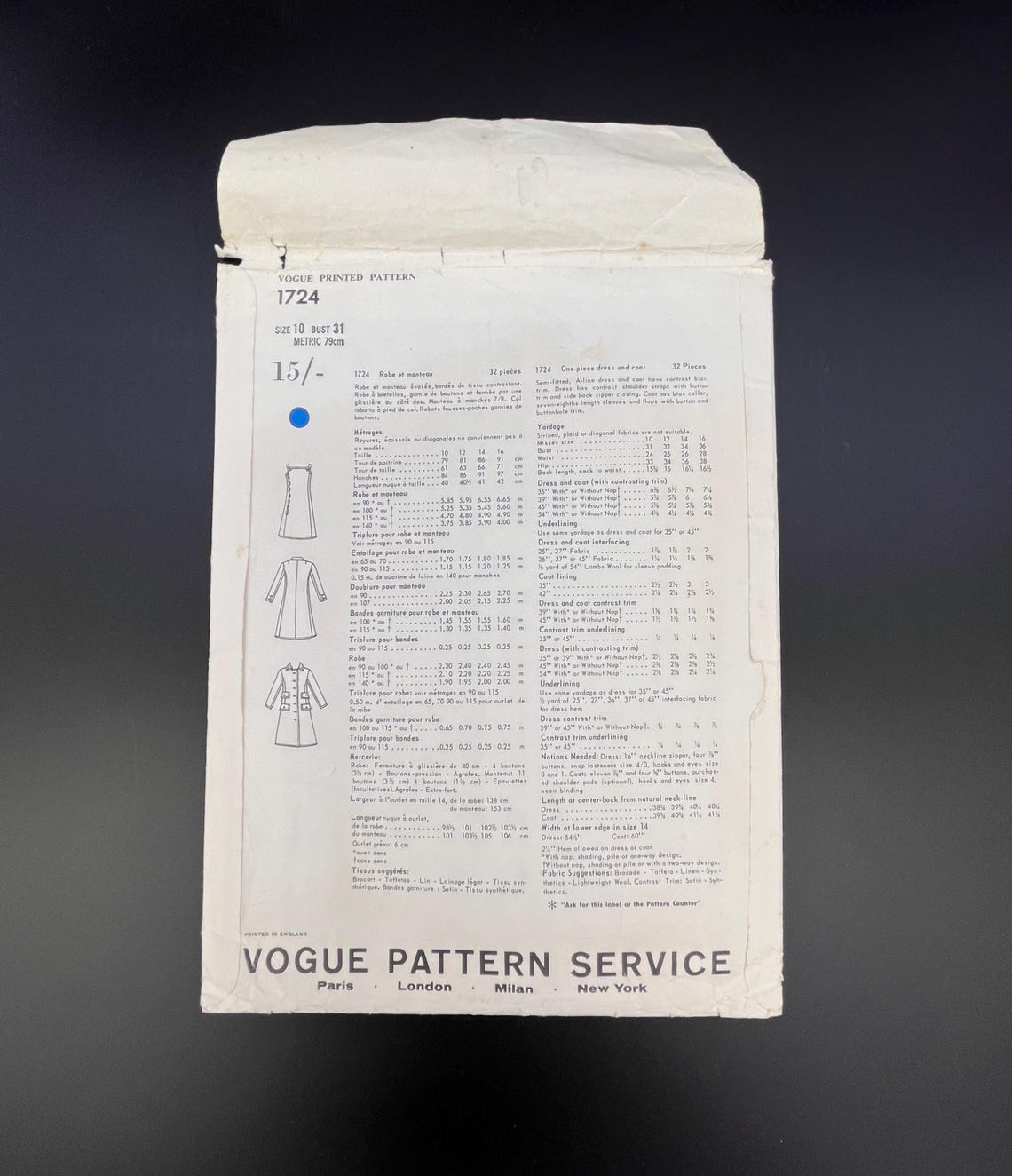 Rare Vogue Paris Original Pattern by Yves St Laurent - Etsy