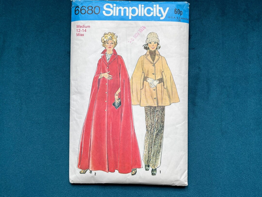 Simplicity 6680 Cape Pattern - Etsy