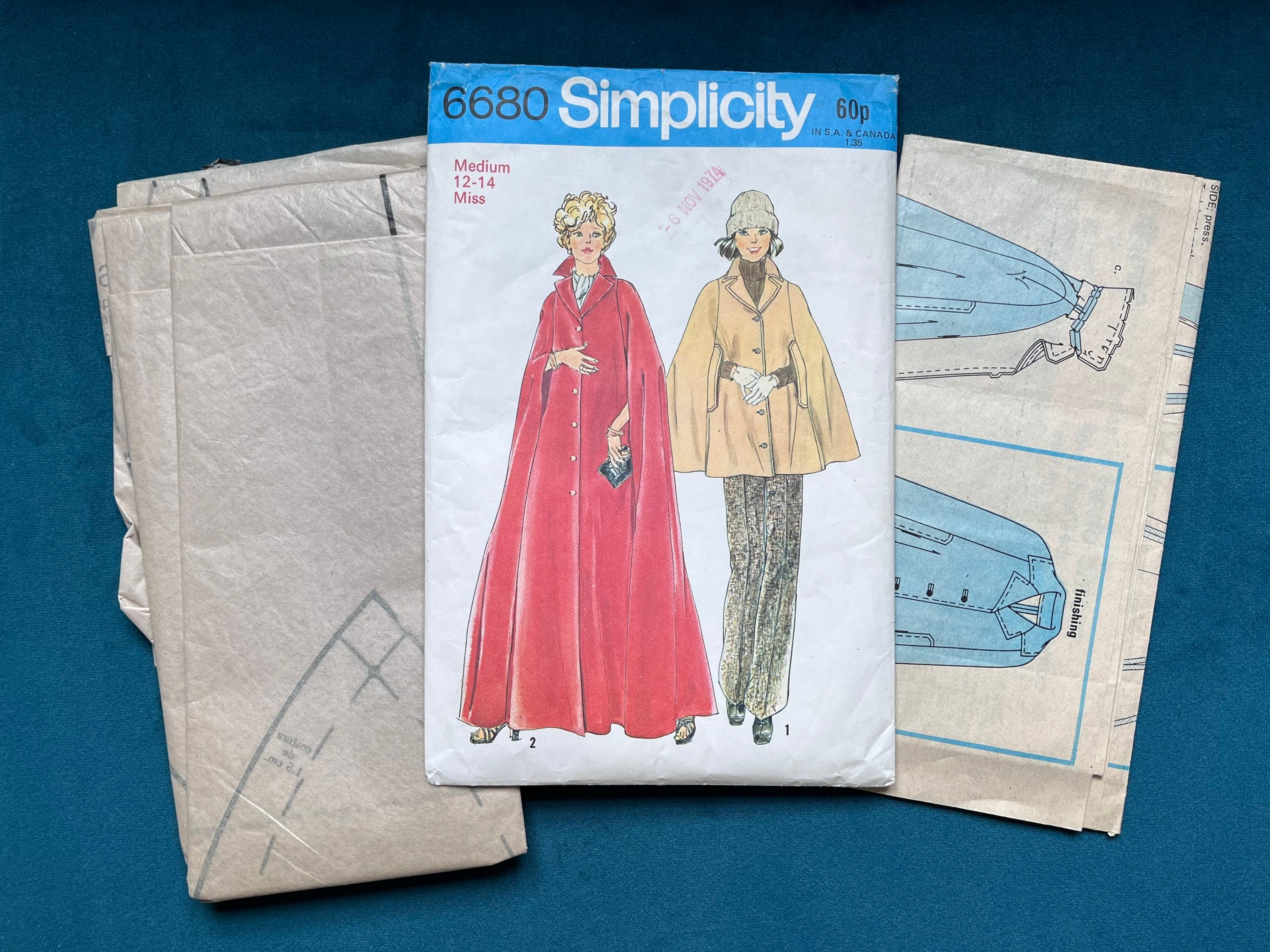 Simplicity 6680 Cape Pattern - Etsy