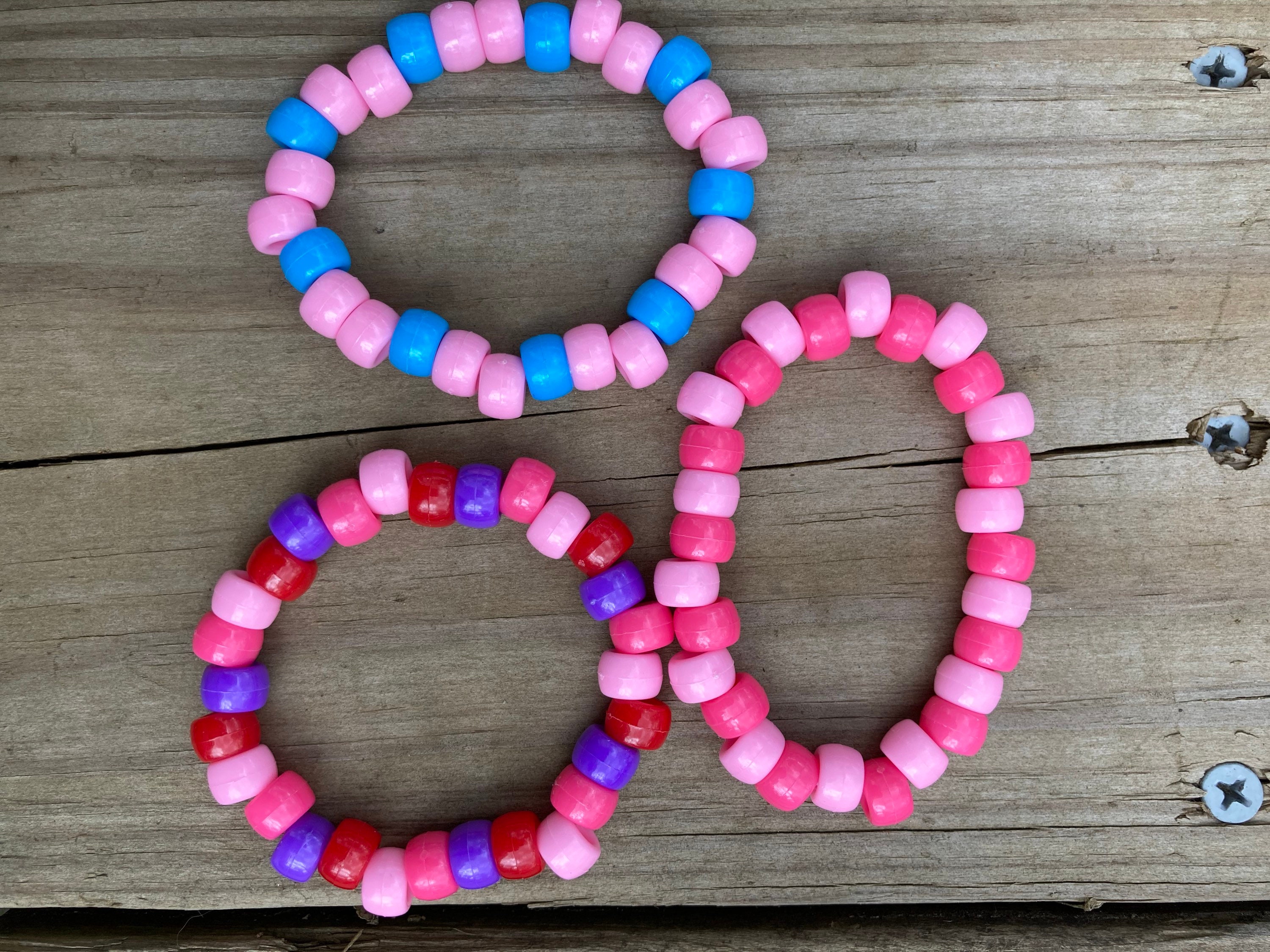 Custom Colorful Pony Bead Bracelets Stretchy Elastic - Etsy