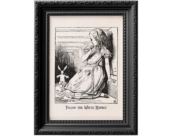 Alice in Wonderland Down the Rabbit Hole Quote ART PRINT Gift - Etsy